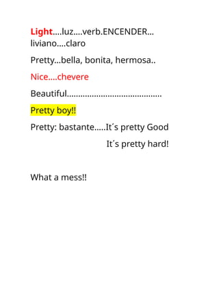 ADJECTIVES INGLES PARA PRINCIPIANTE SUPER FACIL | DOCX