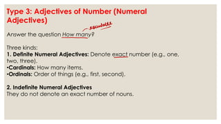 notes of ADJECTIVES.pdf for class 6 and 9 exam | PDF
