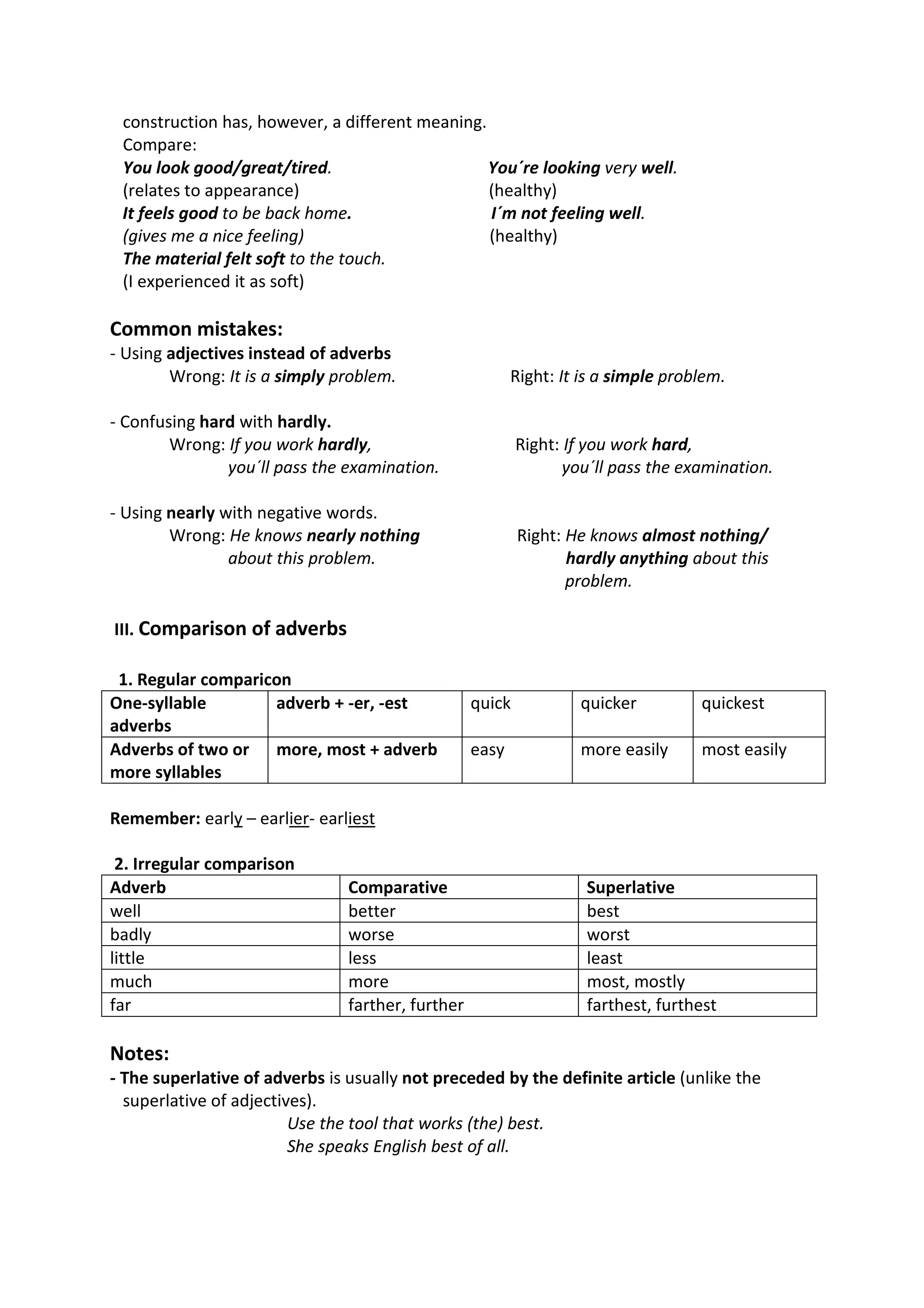 Adjectives adverbs classification | PDF