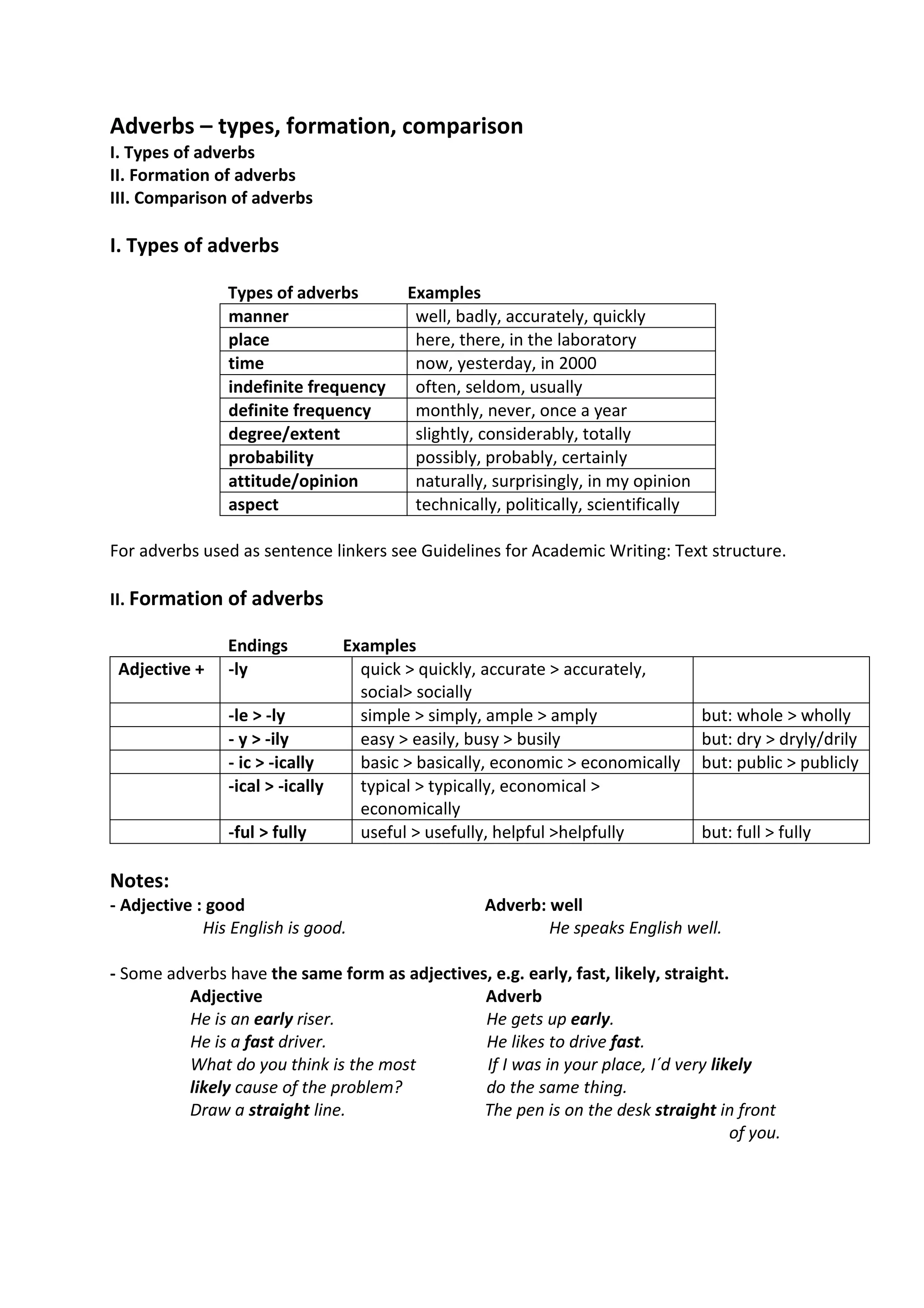 Adjectives adverbs classification | PDF