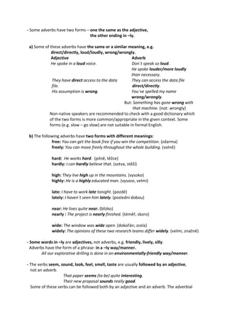 Adjectives adverbs classification | PDF