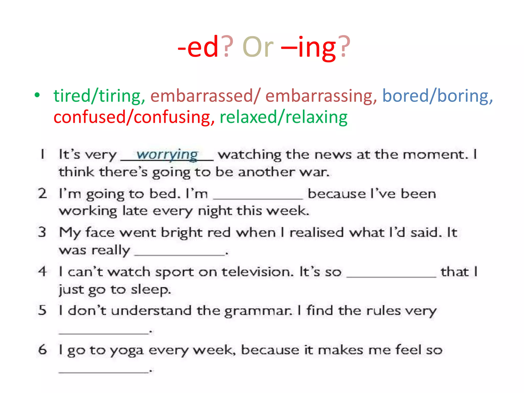 Adjectives -ed -ing | PPTX