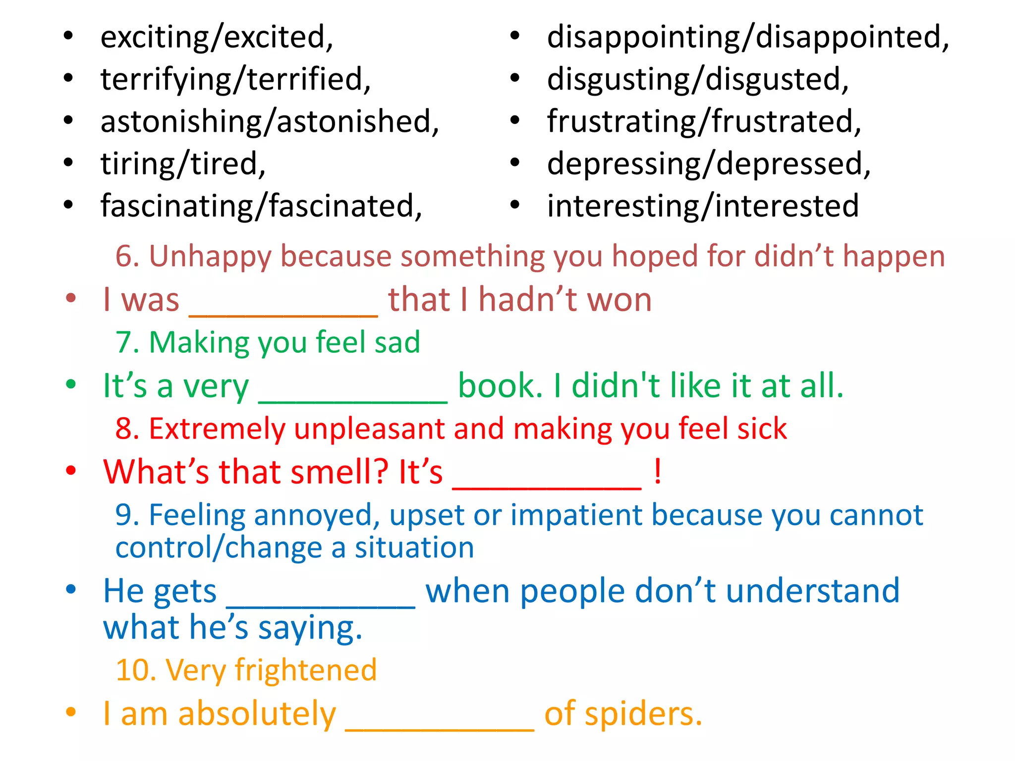 Adjectives -ed -ing | PPTX