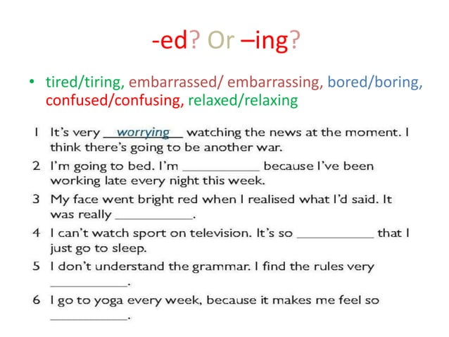 Adjectives -ed -ing | PPTX