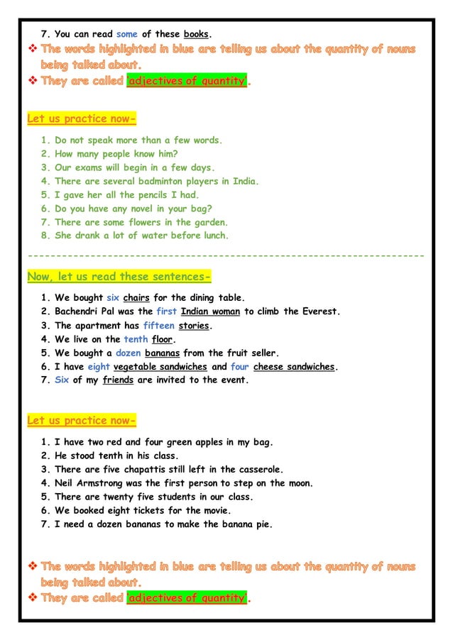 Adjectives and Degrees of Comparison- notes for Grade III to V | DOCX