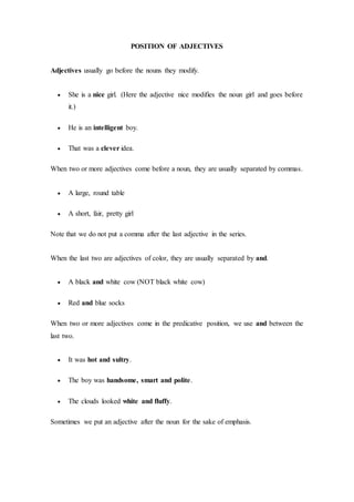 Adjectives position | PDF