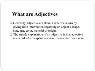 Adjectives PPT ENGLISH GRAMMAR HIGHER EDUCATION | PPT