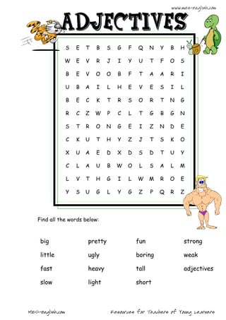 Adjectives1 wordsearch | PDF