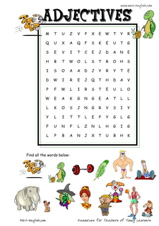Adjectives1 wordsearch | PDF