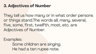 ADJECTIVES. Types of adjectives for all class | PDF