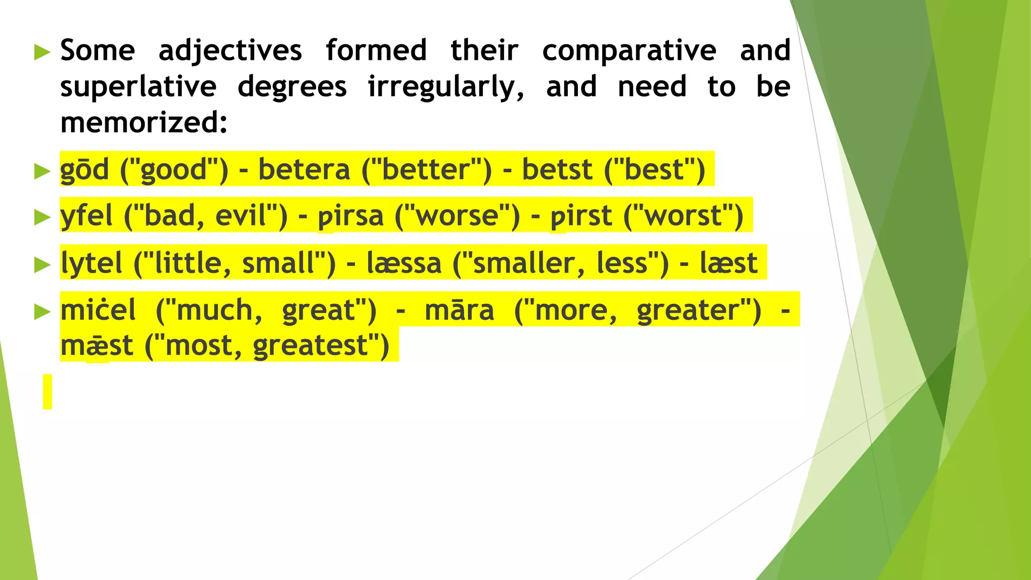 Old English Adjectives | PPTX