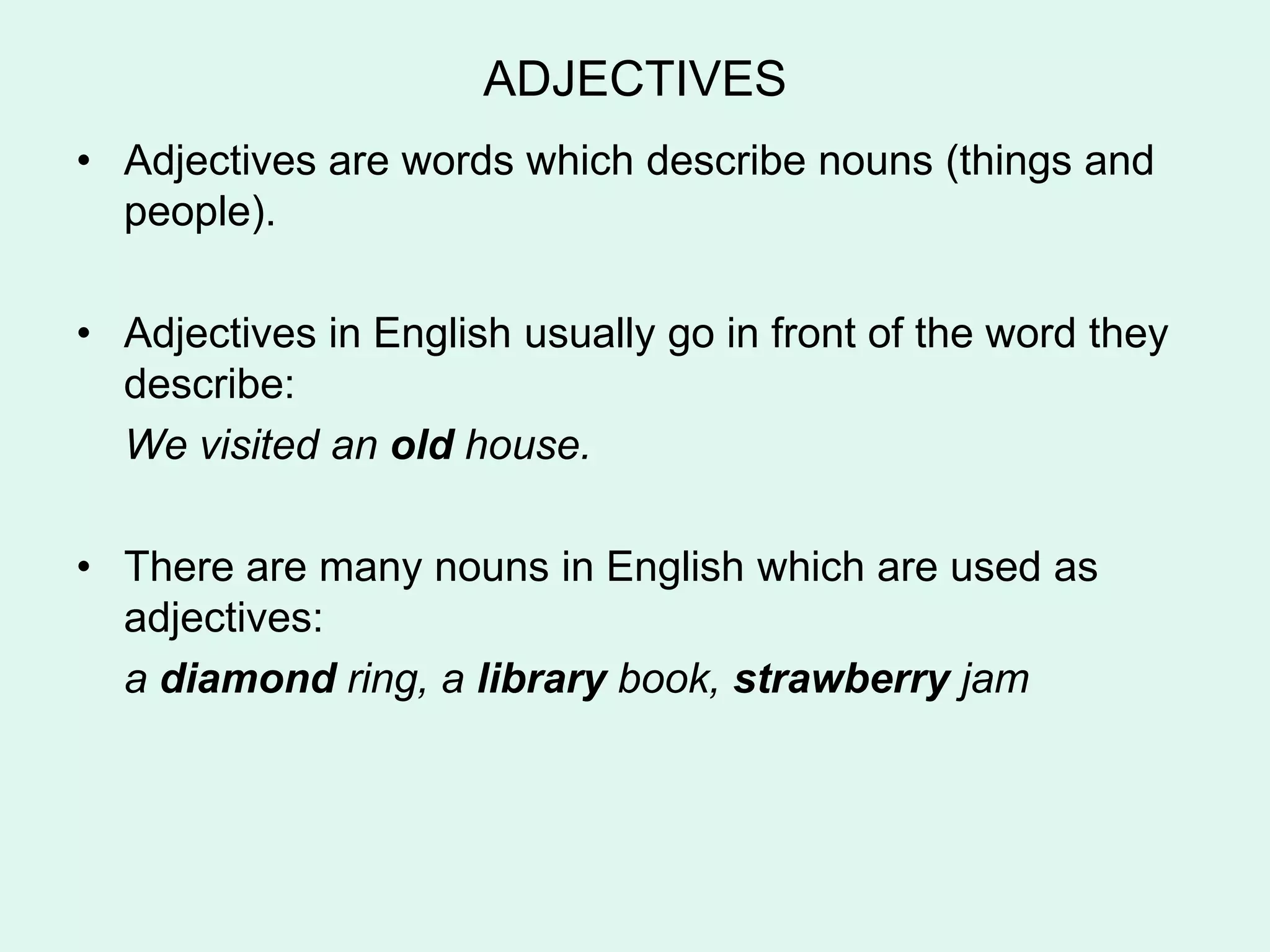 Adjectives and adverbs | PPTX