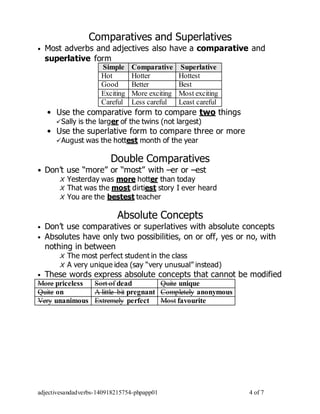Grammar Lesson - Adjective & Adverb | PDF