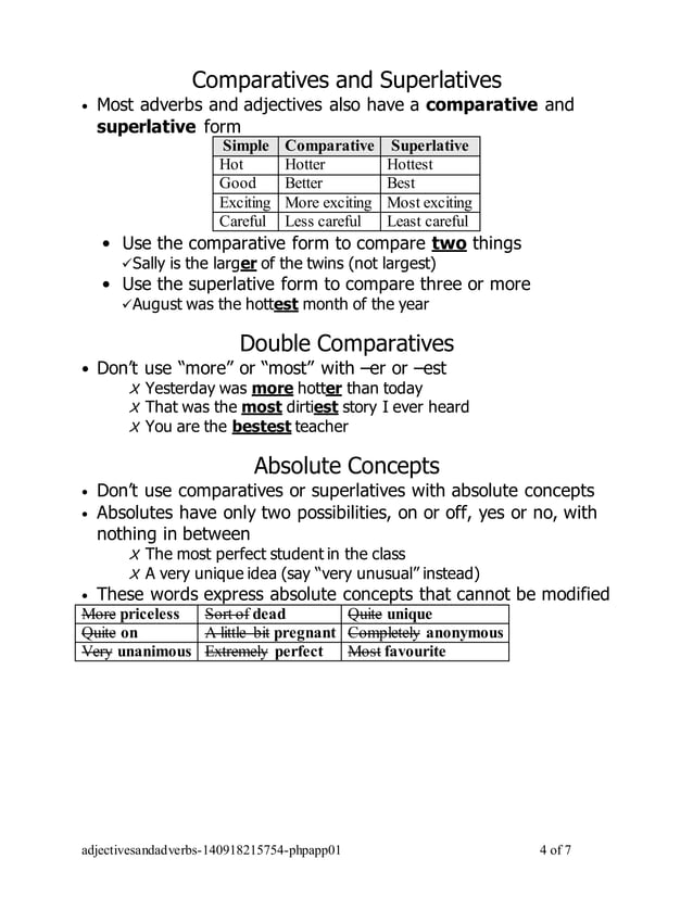Grammar Lesson - Adjective & Adverb | PDF