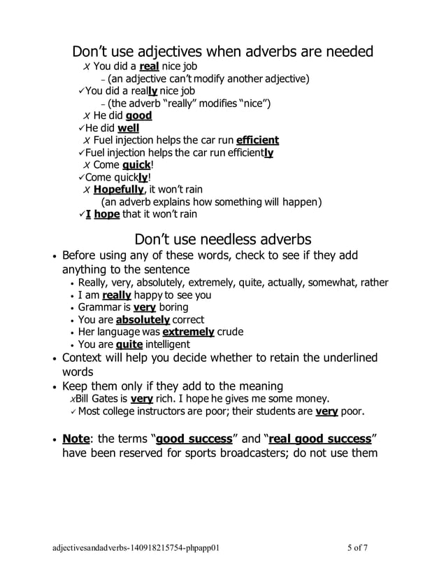 Grammar Lesson - Adjective & Adverb | PDF