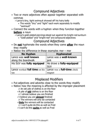 Grammar Lesson - Adjective & Adverb | PDF