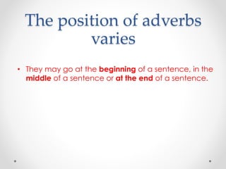Adjectives and adverbs position | PPTX