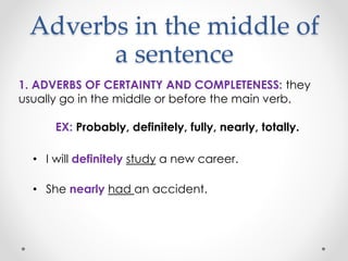Adjectives and adverbs position | PPTX