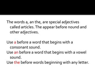 Adjectives and articles | PPTX
