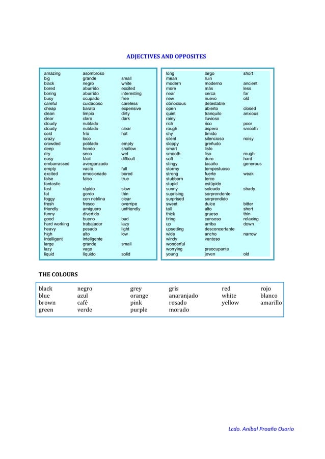 Adjectives and opposites | PDF