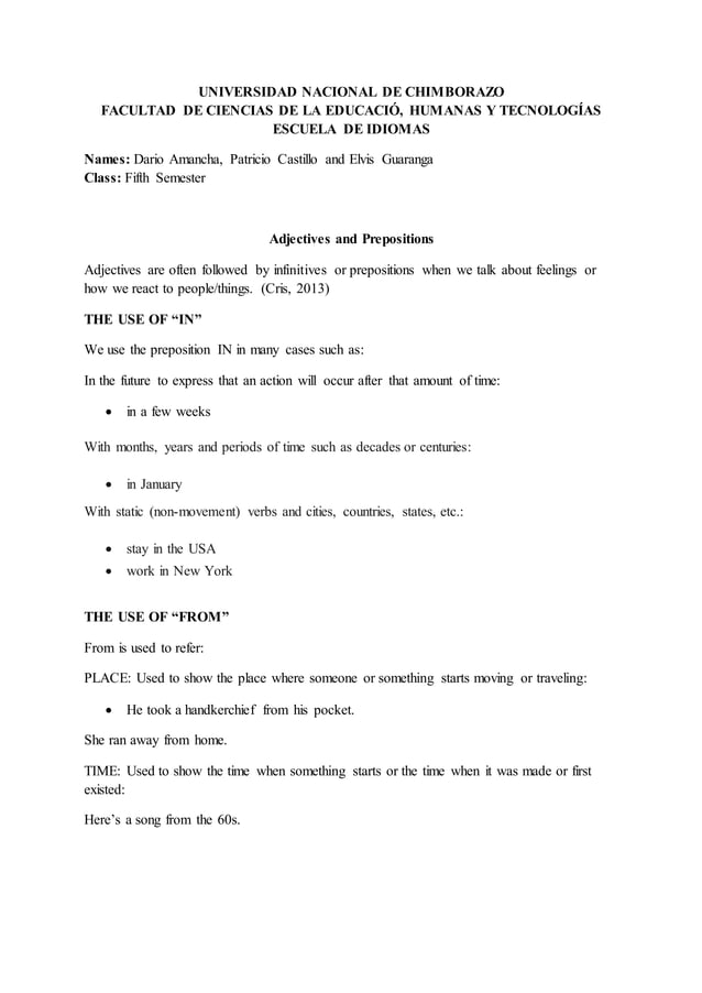 Adjectives and prepositions | DOCX