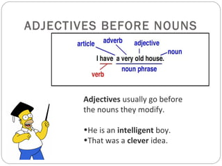 Adjectives before nouns | PPT