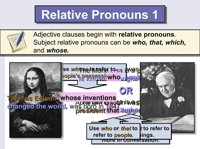 Adjectives clauses presentation | PPS | Physics | Science