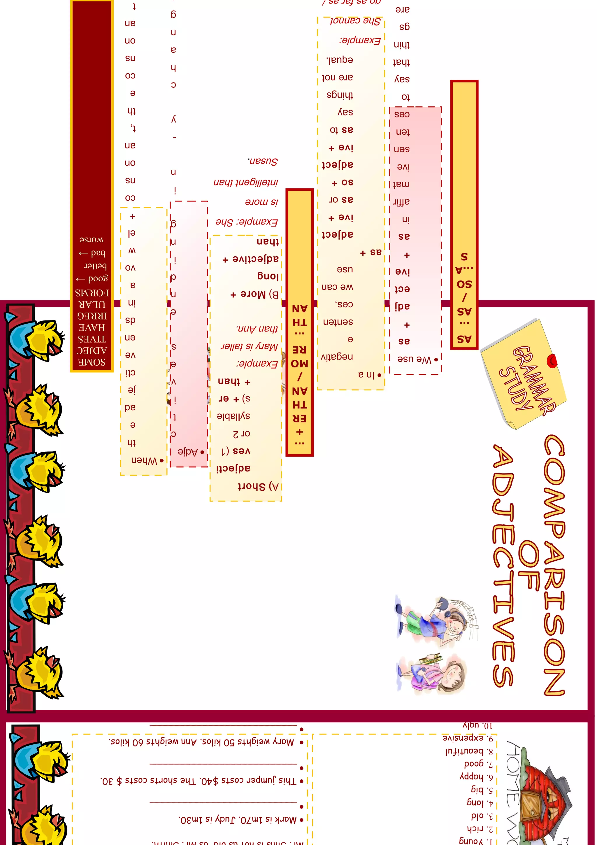 Adjectives Comparative + Homework (English Worksheet) | DOC