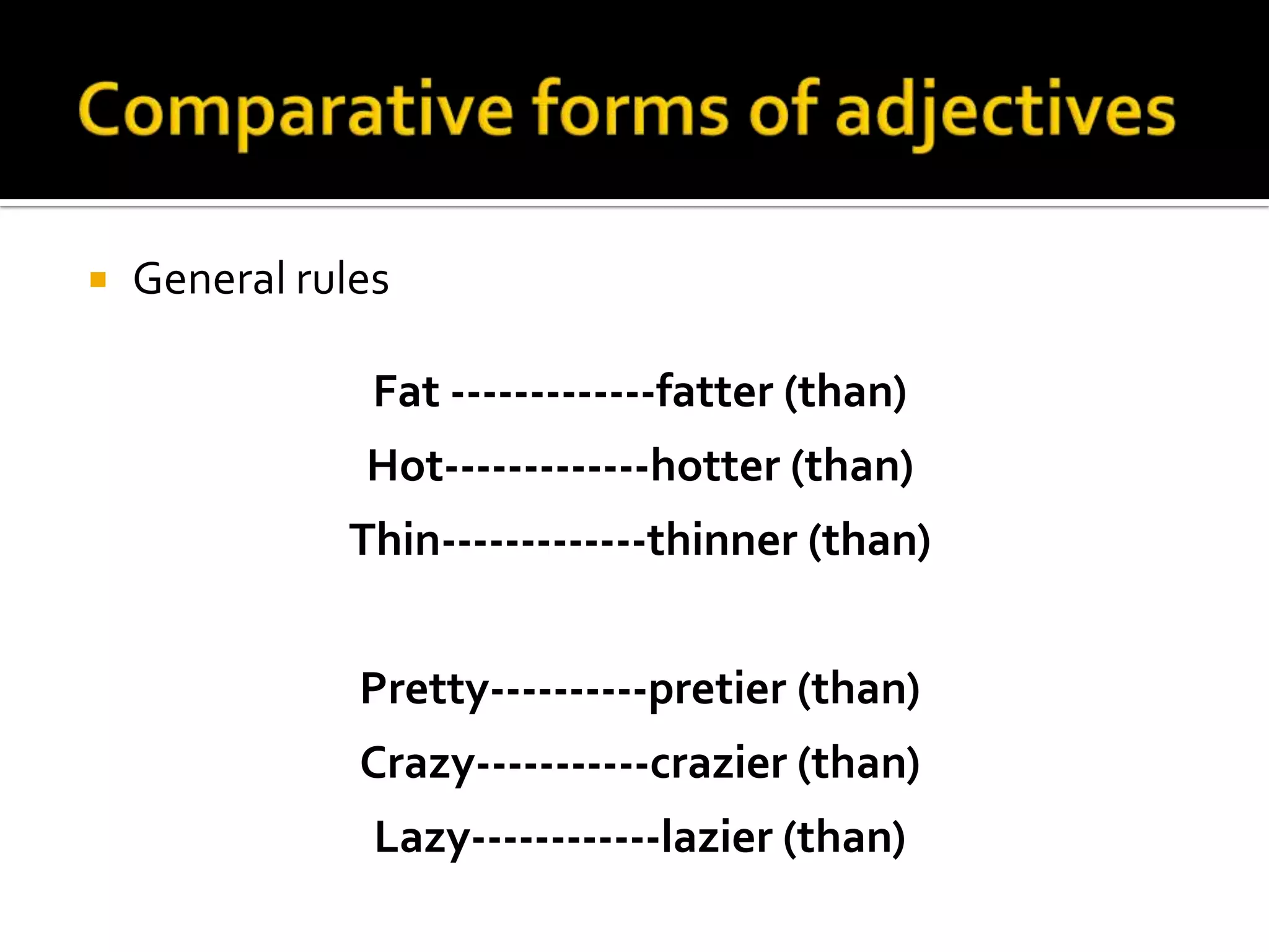 Adjectives, comparatives, superlatives | PPTX