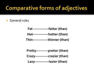 Adjectives, comparatives, superlatives | PPTX