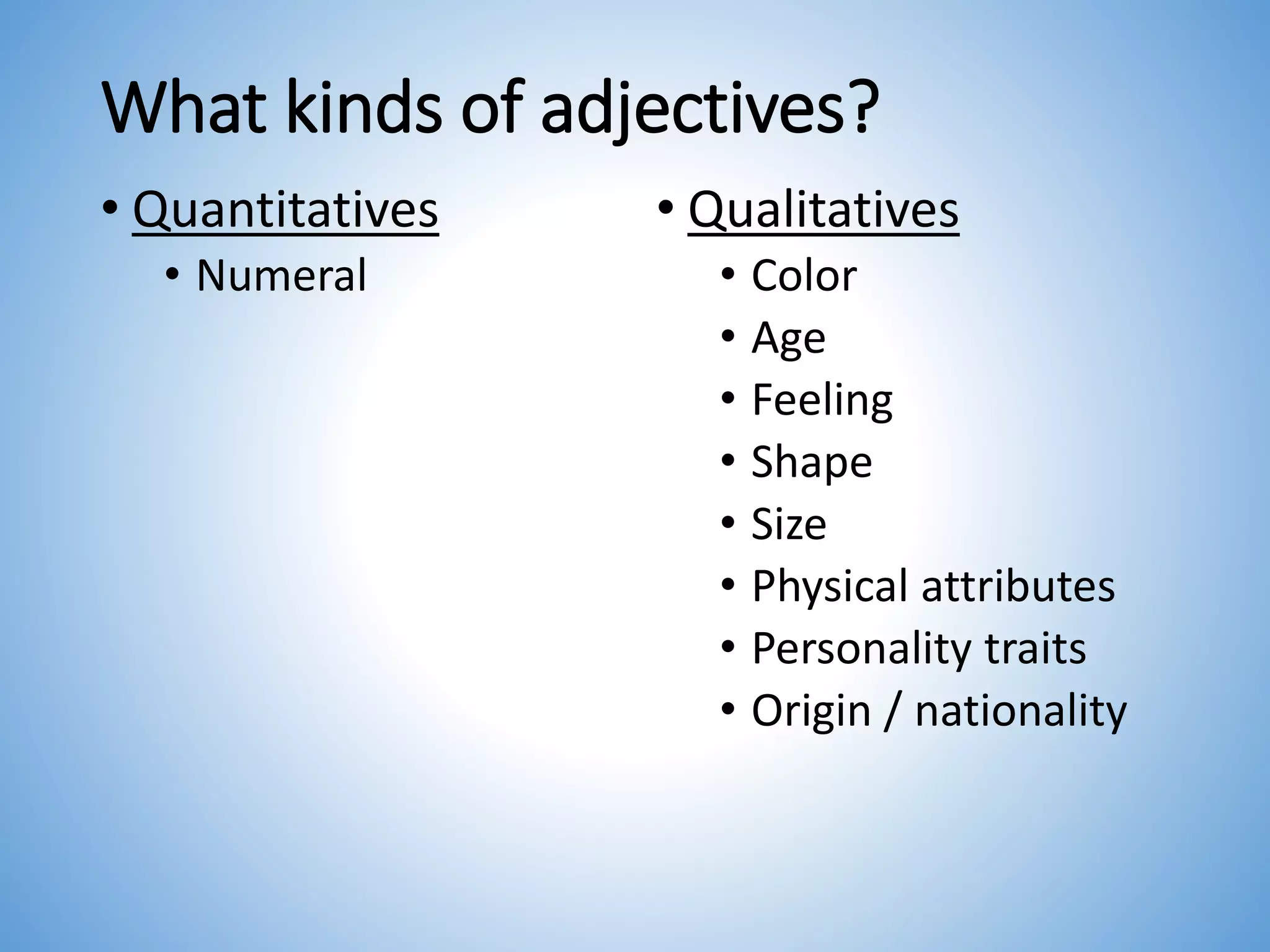 Adjectives - an introduction | PPT