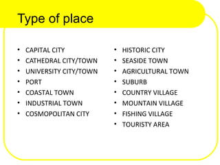 Adjectives describing places | PPT