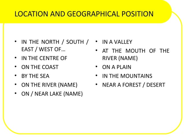 Adjectives describing places | PPT