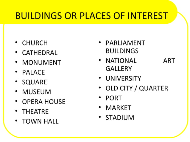 Adjectives describing places | PPT