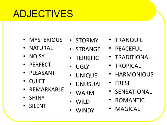 Adjectives describing places | PPT