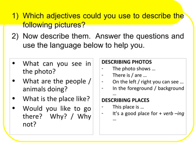 Adjectives describing places | PPT