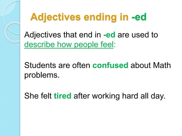 Adjectives ending in ed, -ing | PPTX