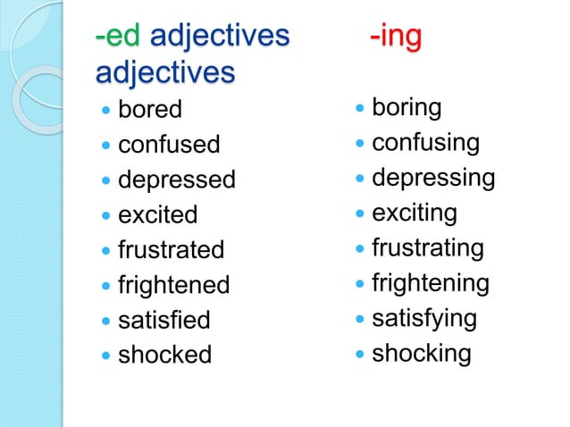 Adjectives ending in ed, -ing | PPTX