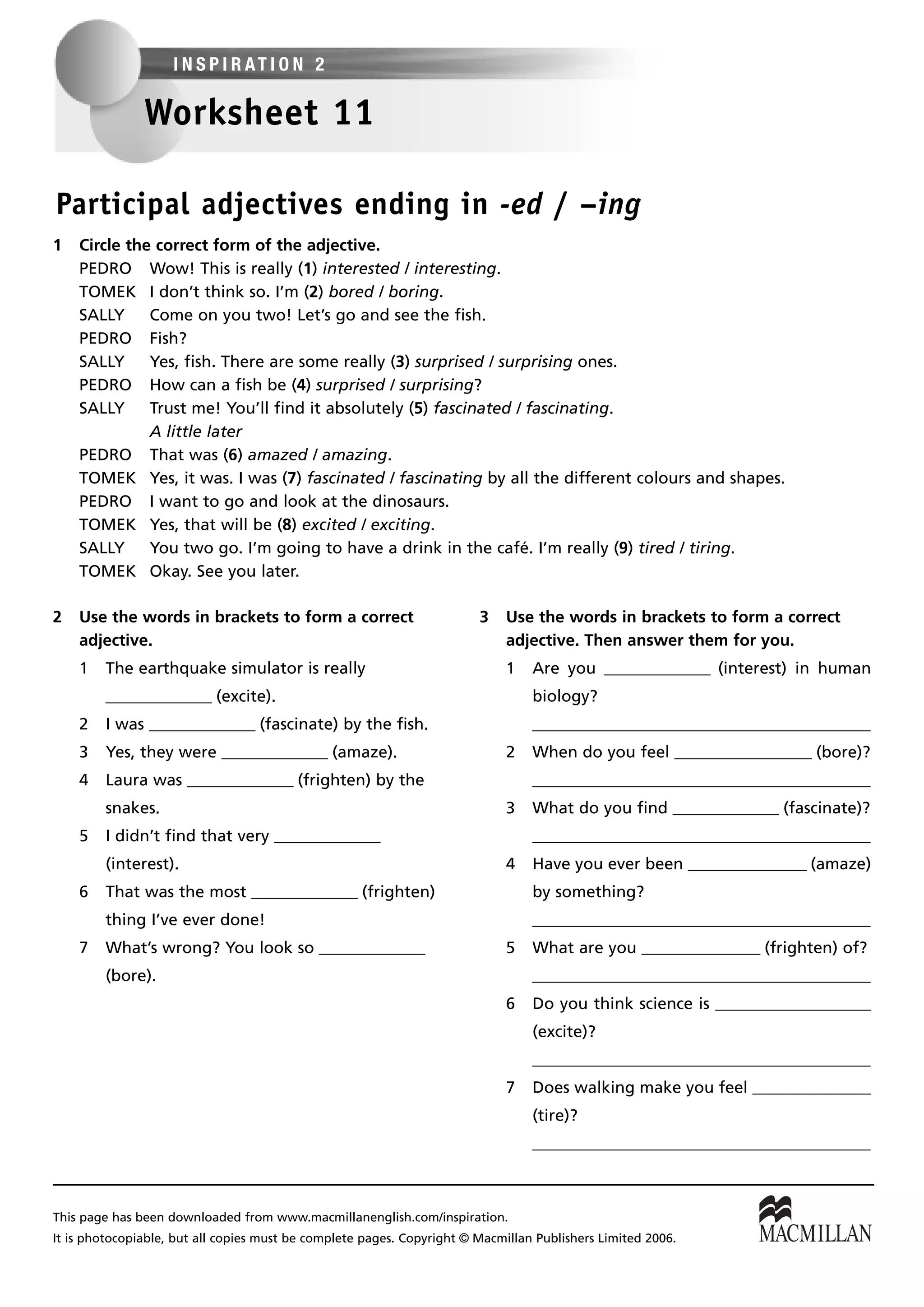Adjectives ending in ed and ing | PDF