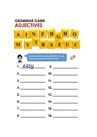 Adjectives Worksheet Pdf