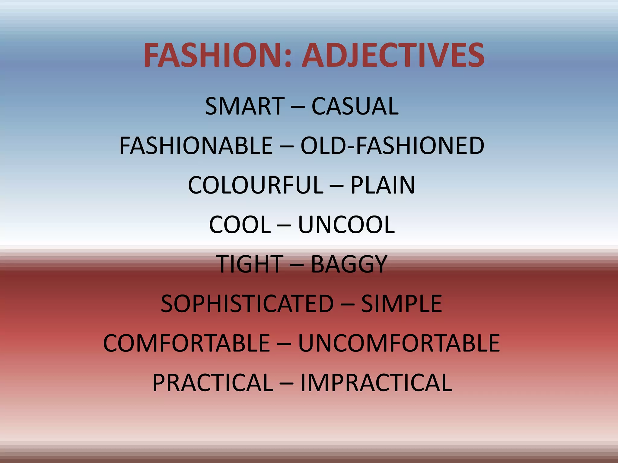 Adjectives fashion | PPT
