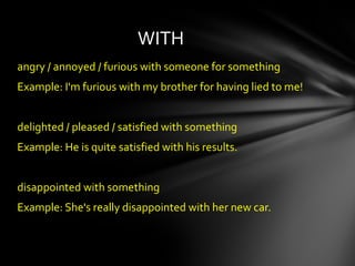 Adjectives followed by a preposition teacher's resource | PPT