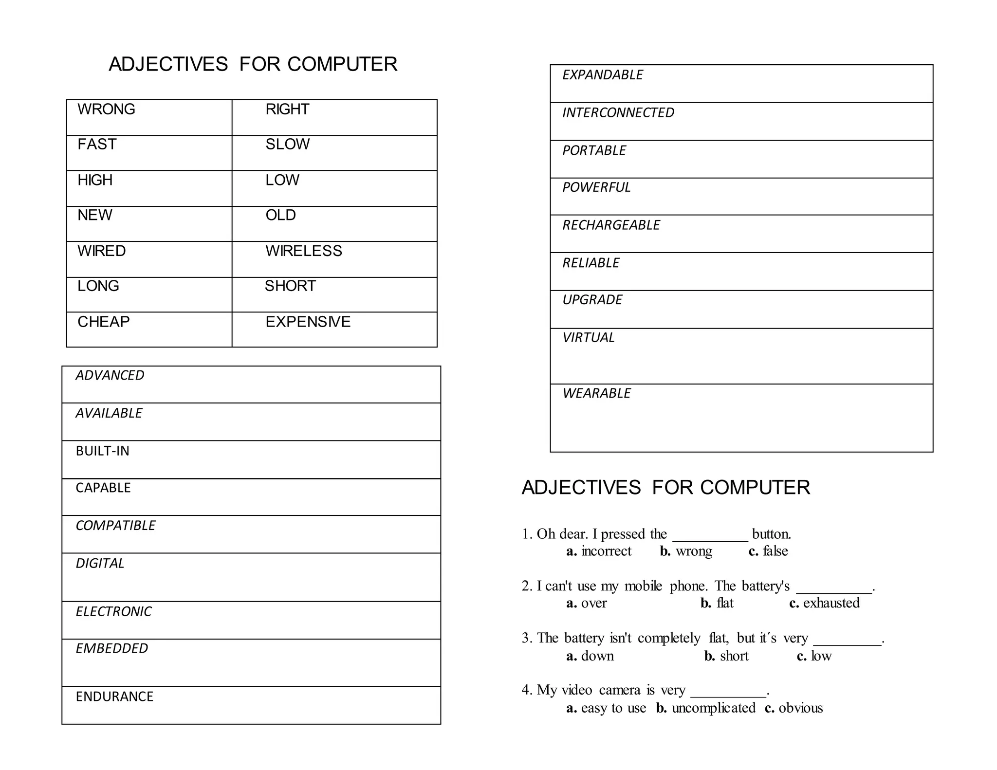 Adjectives for computer | DOCX