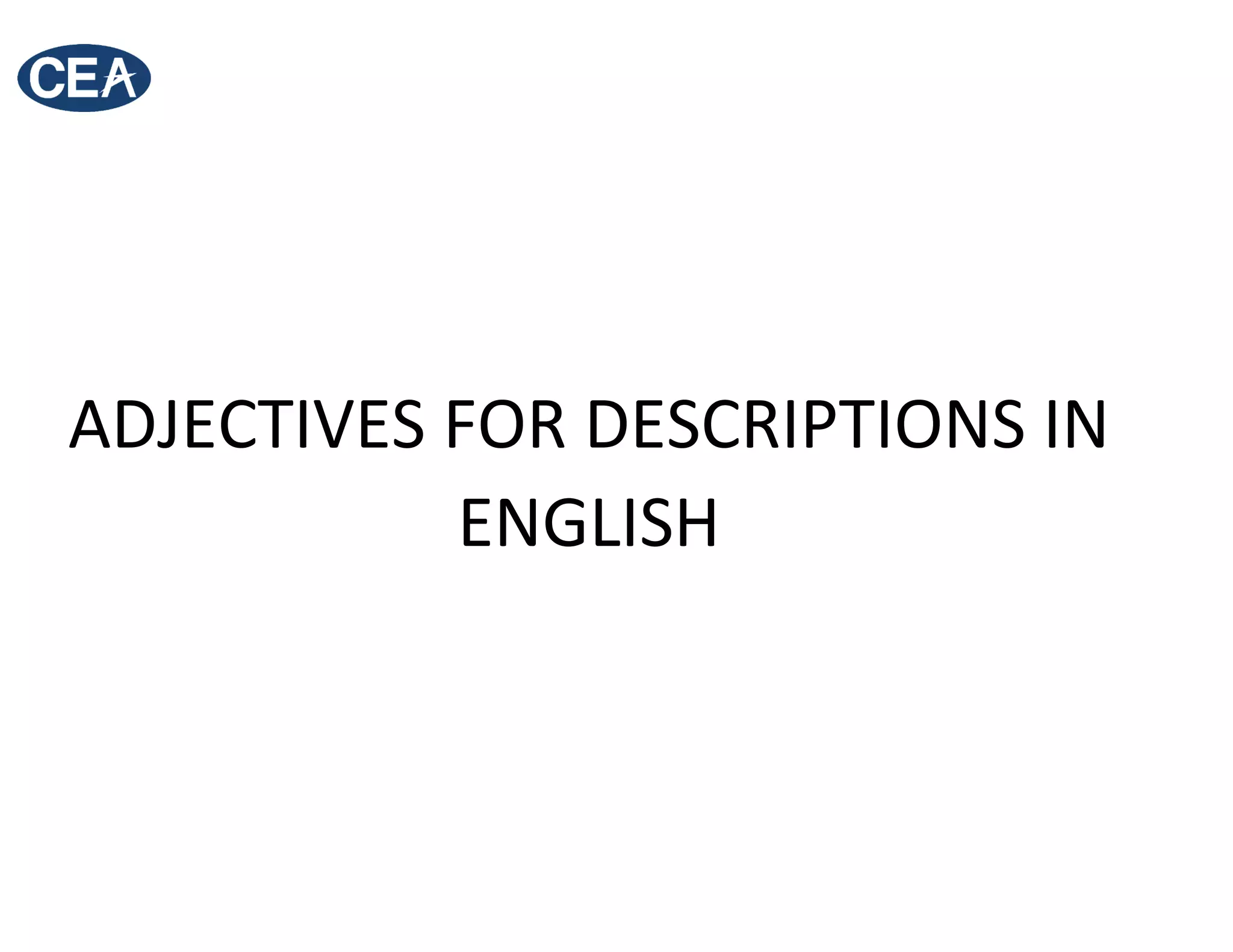 Adjectives for descriptions in english | PDF