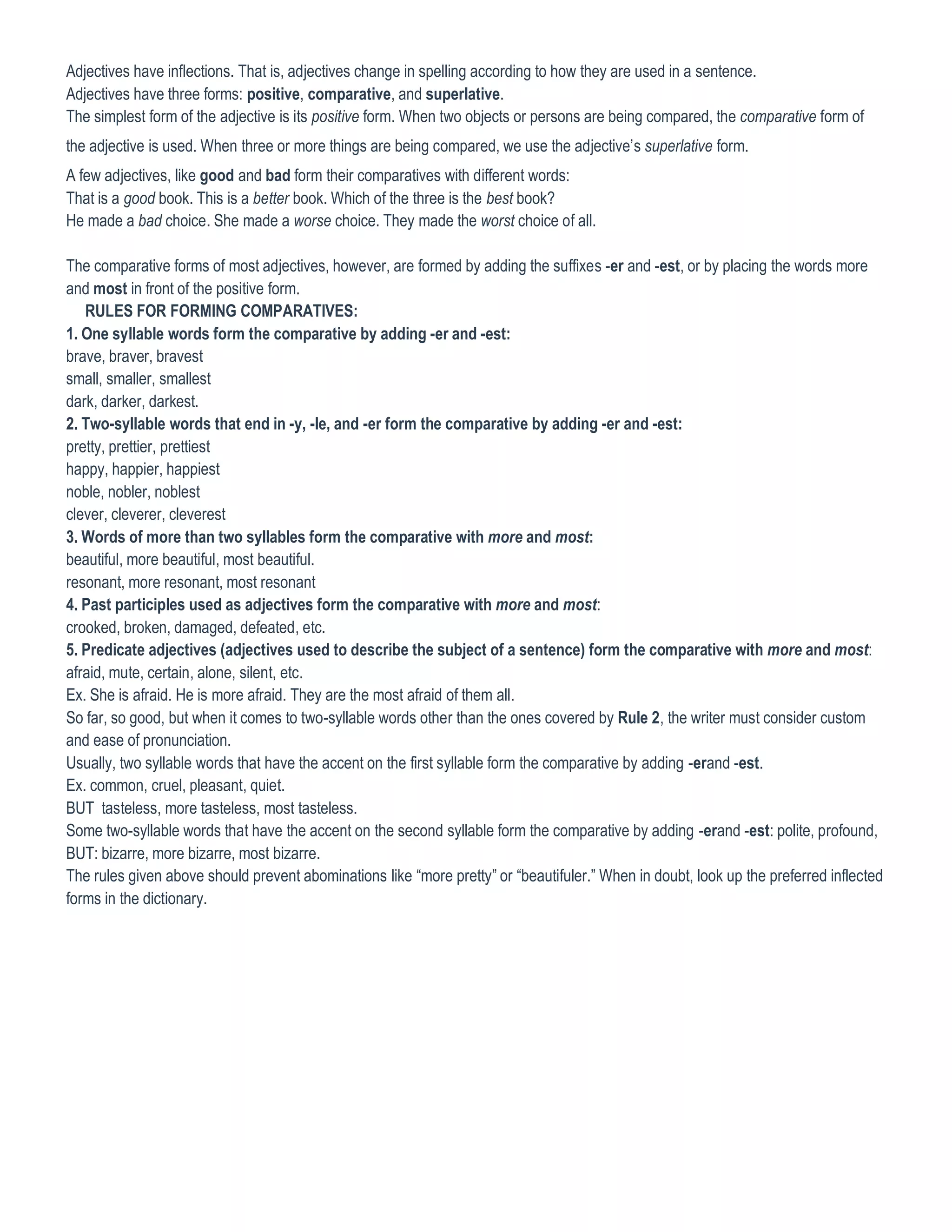 Adjectives have inflections | PDF