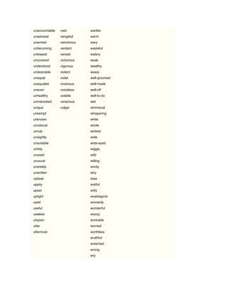 Adjective List A Z