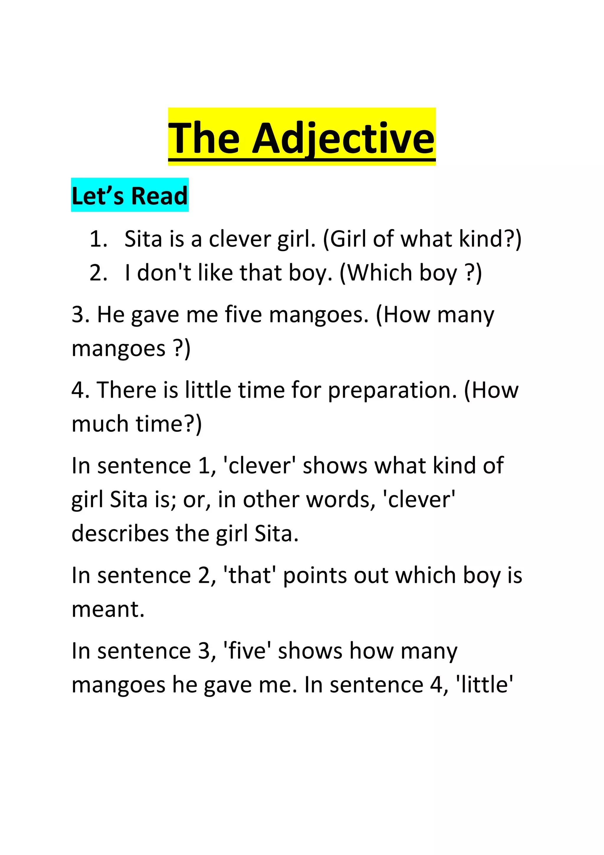 Adjectives notes | PDF