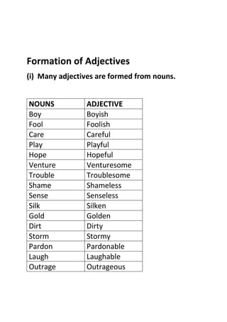 Adjectives notes | PDF