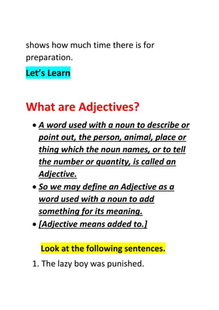 Adjectives notes | PDF
