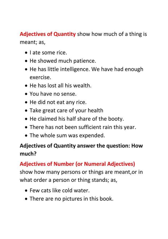 Adjectives notes | PDF